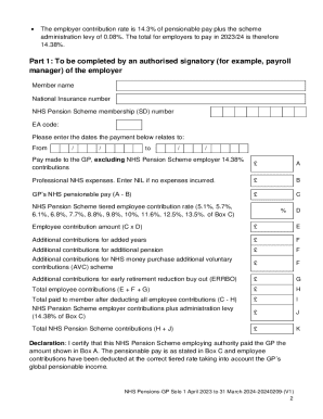 Fillable Online Nhs Pension Scheme: Claim for ‘gp Solo’ Work Fax Email ...