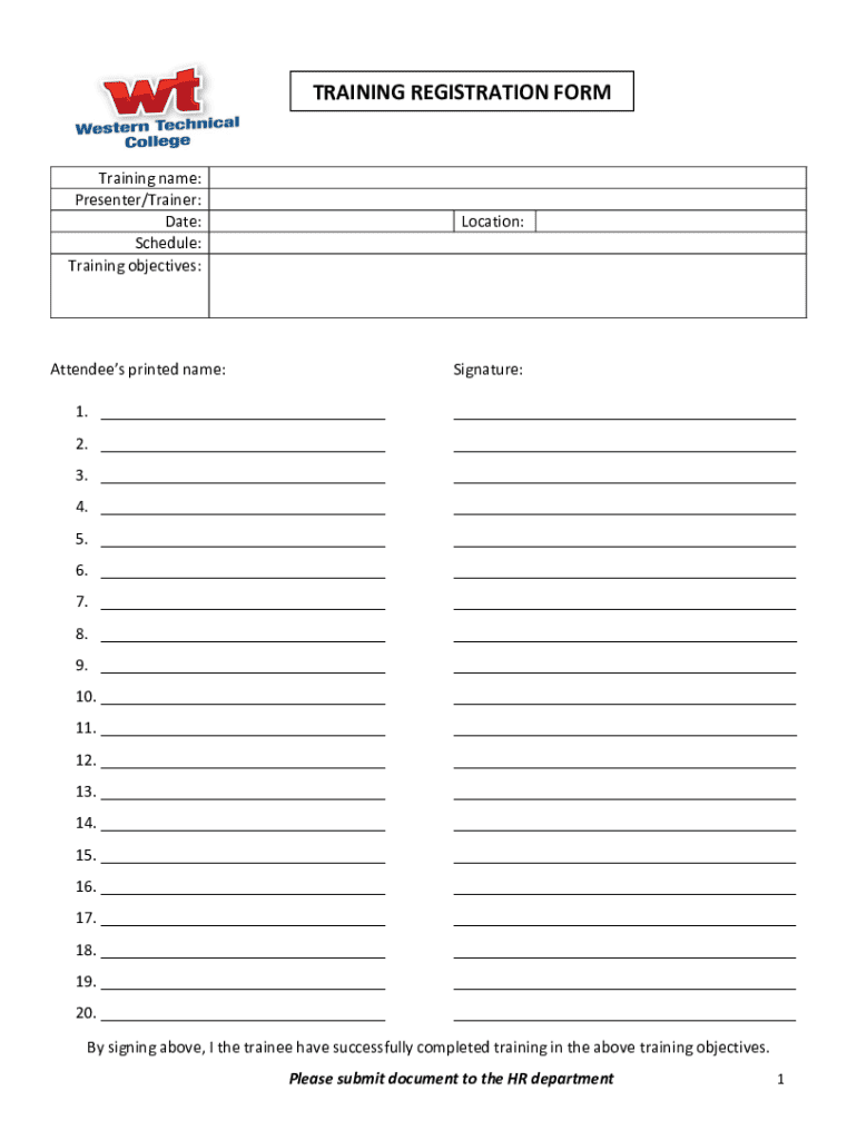 Fillable Online Training Registration Fax Email Print - pdfFiller