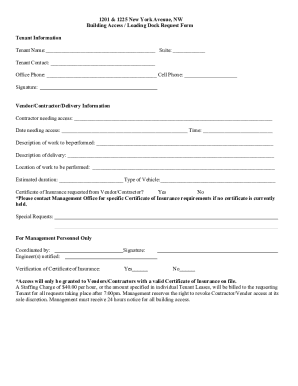 Fillable Online Building Access / Loading Dock Request Form Fax Email ...