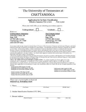 Fillable Online in-state Classification Application Fax Email Print - pdfFiller