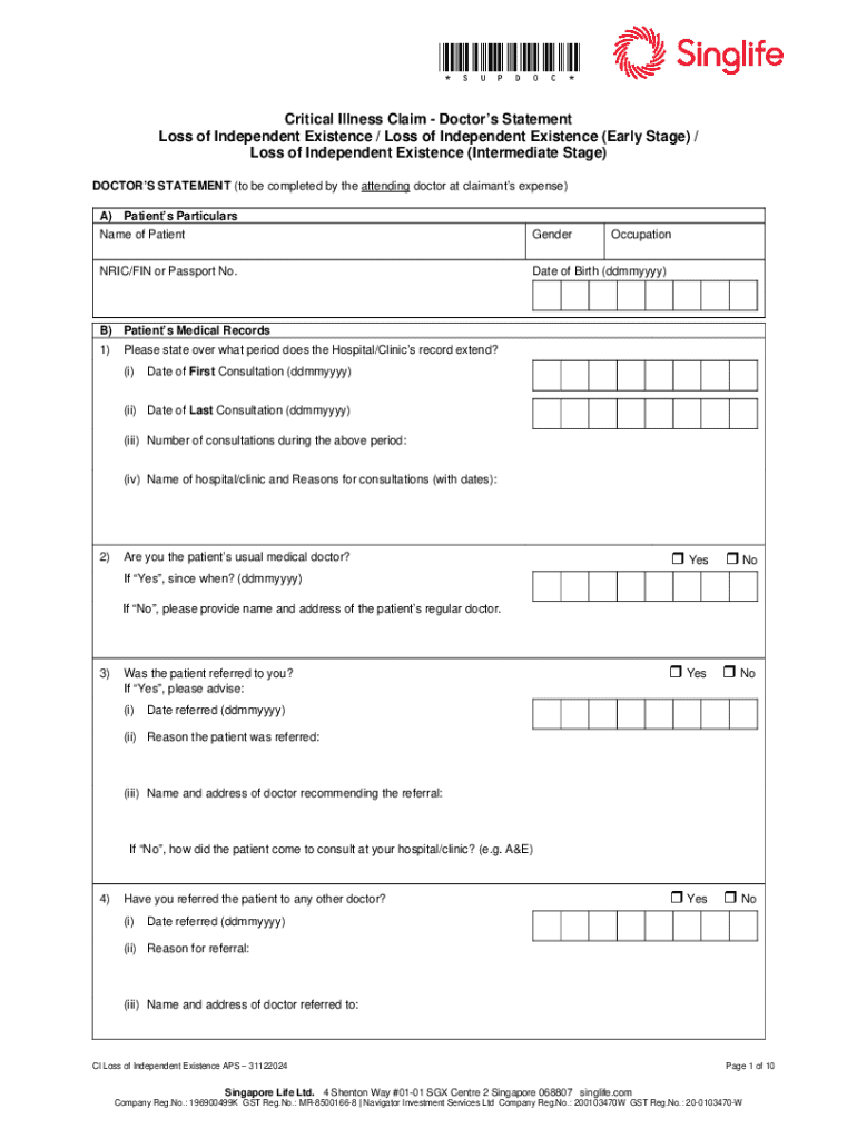 Fillable Online Critical Illness / Specified Disease Claim Fax Email Print - pdfFiller