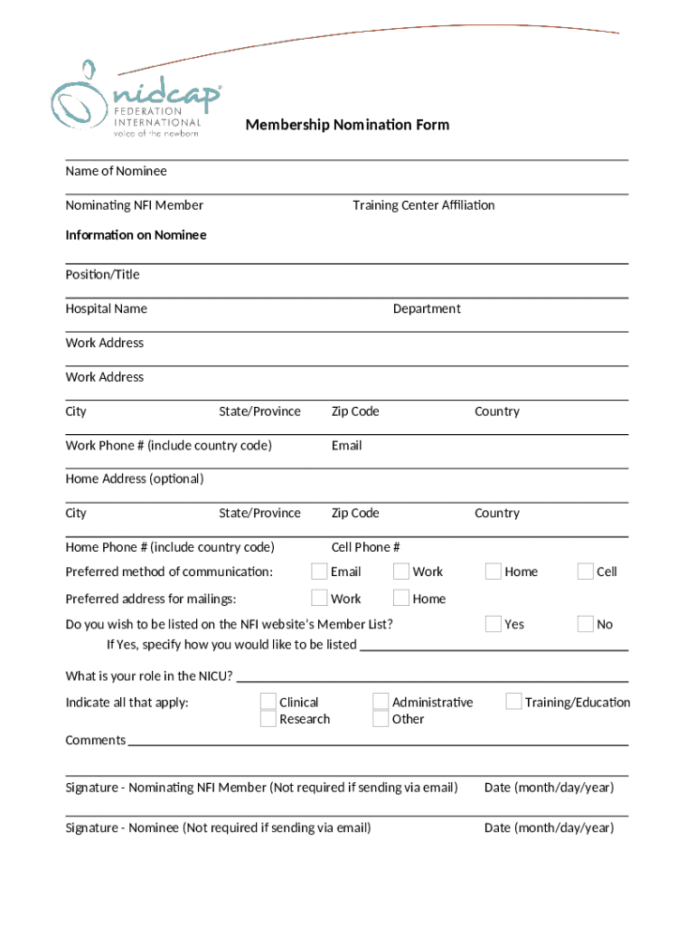 Membership Nomination Doc Template | pdfFiller