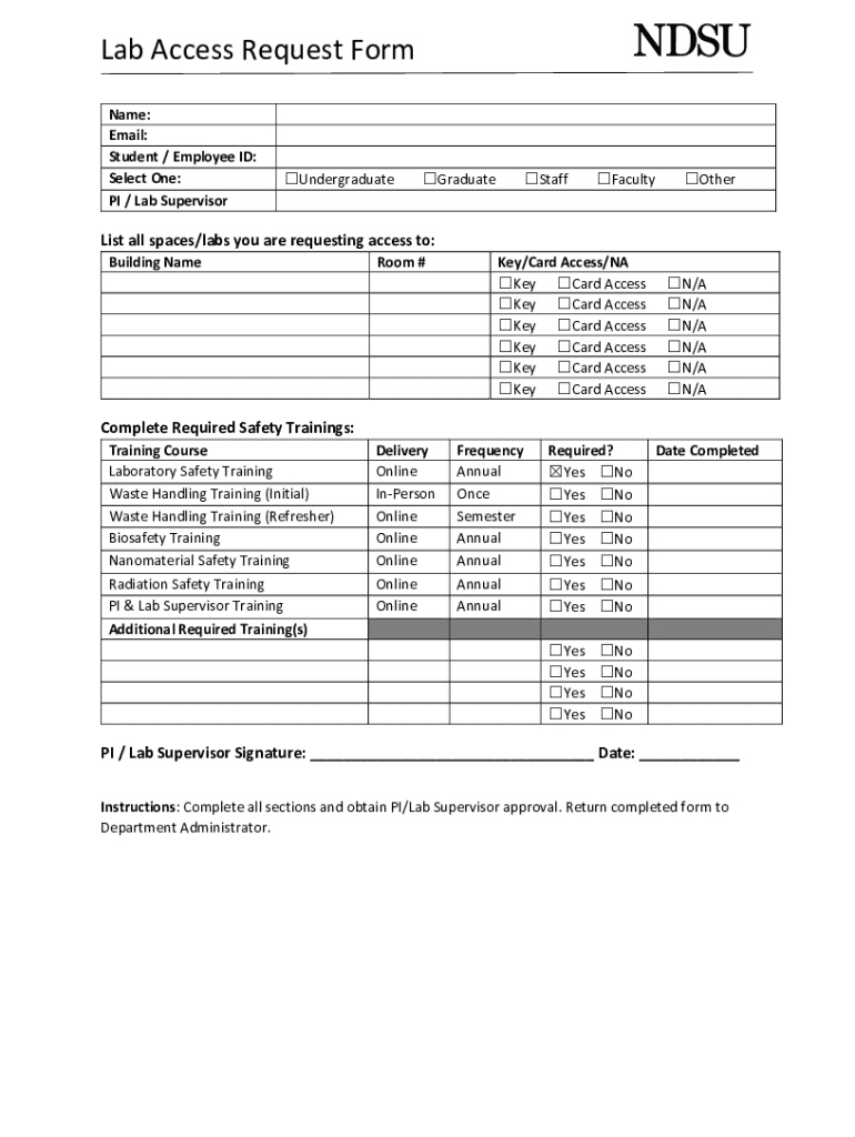 Fillable Online Lab Access Request Form Fax Email Print - pdfFiller