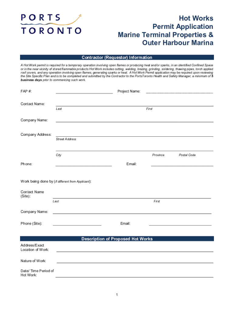Fillable Online PortsToronto - C1a MTP and OHM Hot Work Form V2.0 ...