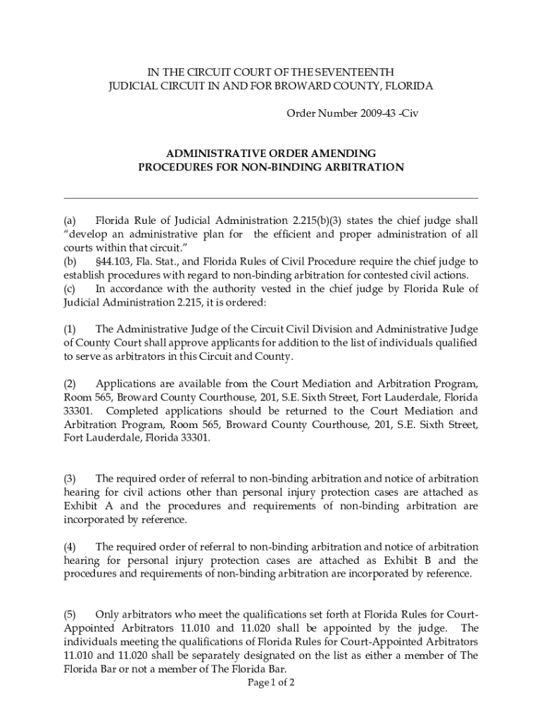 Fillable Online Administrative Order Amending Procedures for Non ...