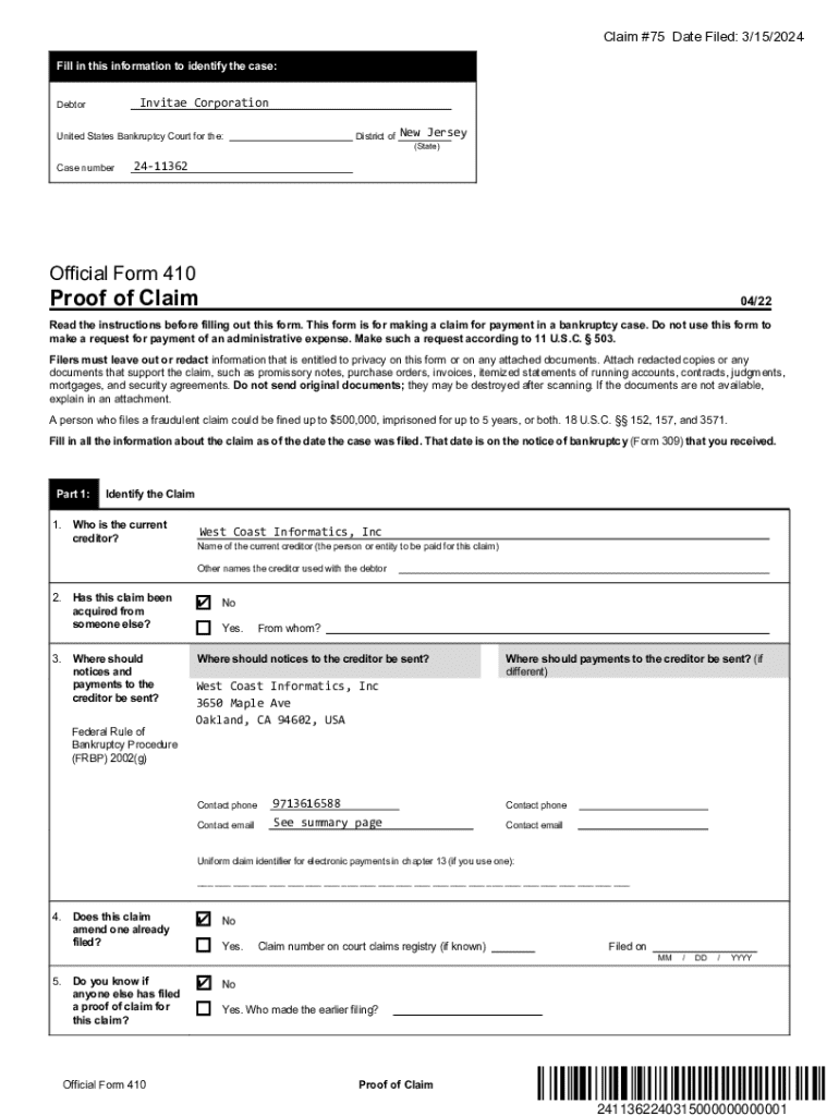 Fillable Online 24-11362 - Invitae Corporation - Content Details - Fax Email Print - pdfFiller
