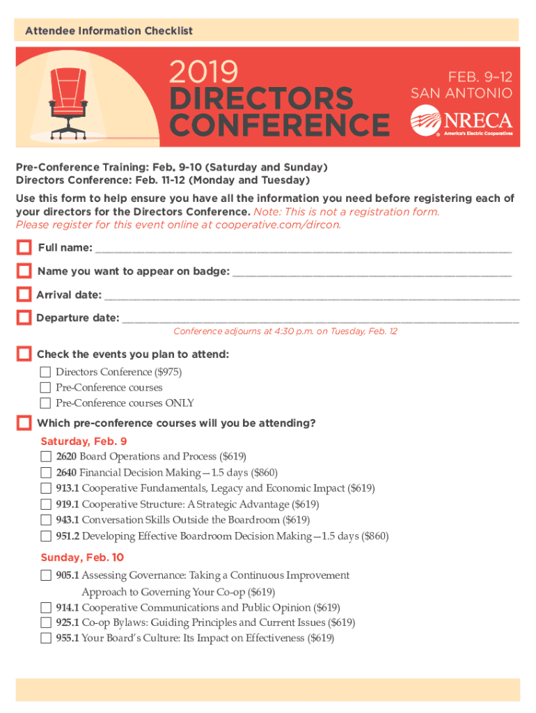 Fillable Online Directors Conference Attendee Information Fax Email Print - pdfFiller