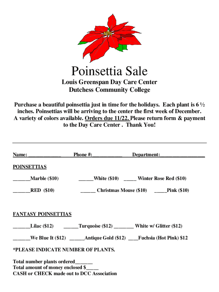 Fillable Online poinsettia sale flyer and form Fax Email Print - pdfFiller