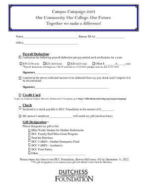 Fillable Online Campus Campaign 2023 - Make a Difference Fax Email ...