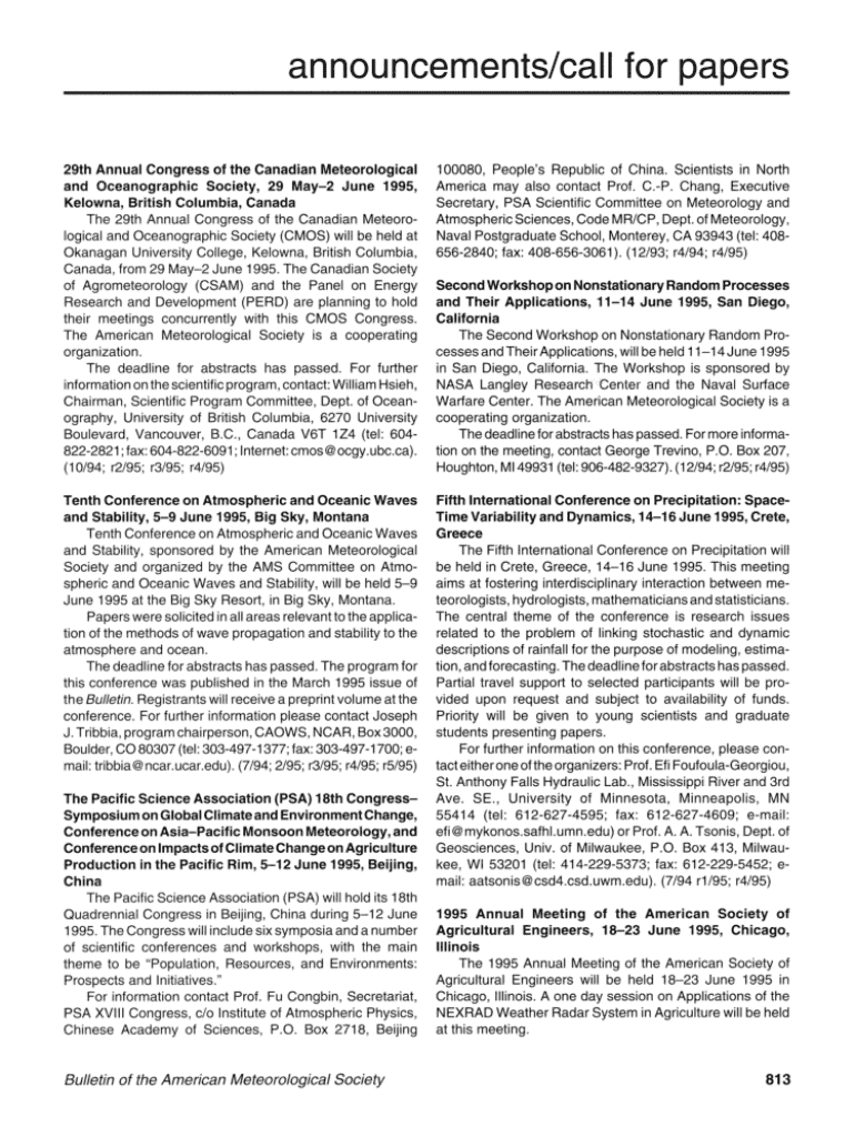 Fillable Online announcements/call for papers Fax Email Print - pdfFiller