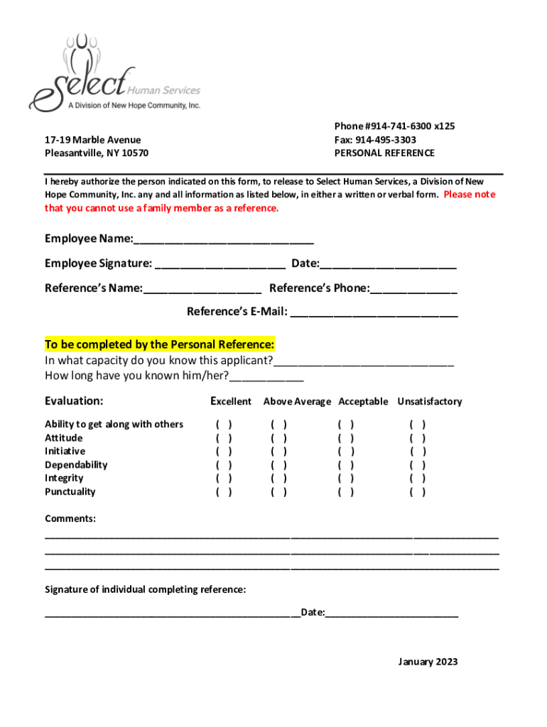 Fillable Online Authorization for Personal Reference Fax Email Print ...