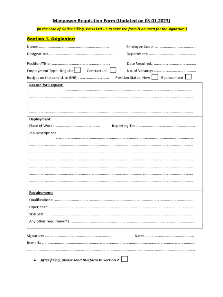 Fillable Online How do I fill a manpower requisition form? Fax Email ...