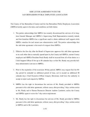 Fillable Online Side Letter Agreement With the San Bernardino Public ...