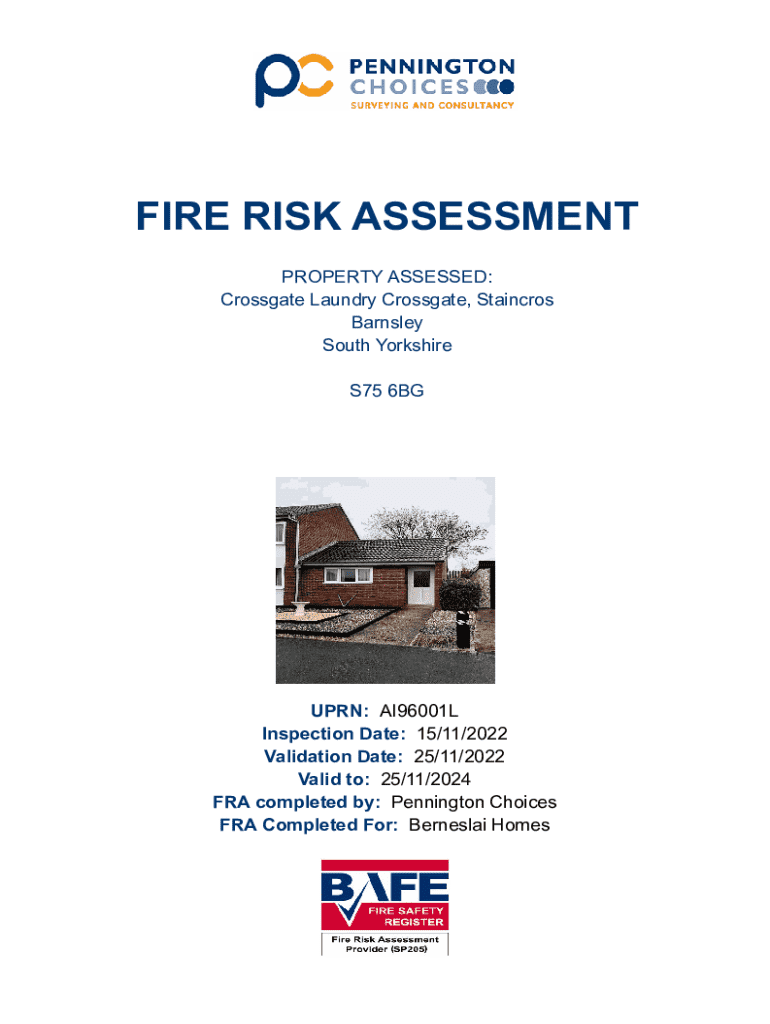 Fillable Online Fire Risk Assessment for Crossgate Laundry Fax Email ...