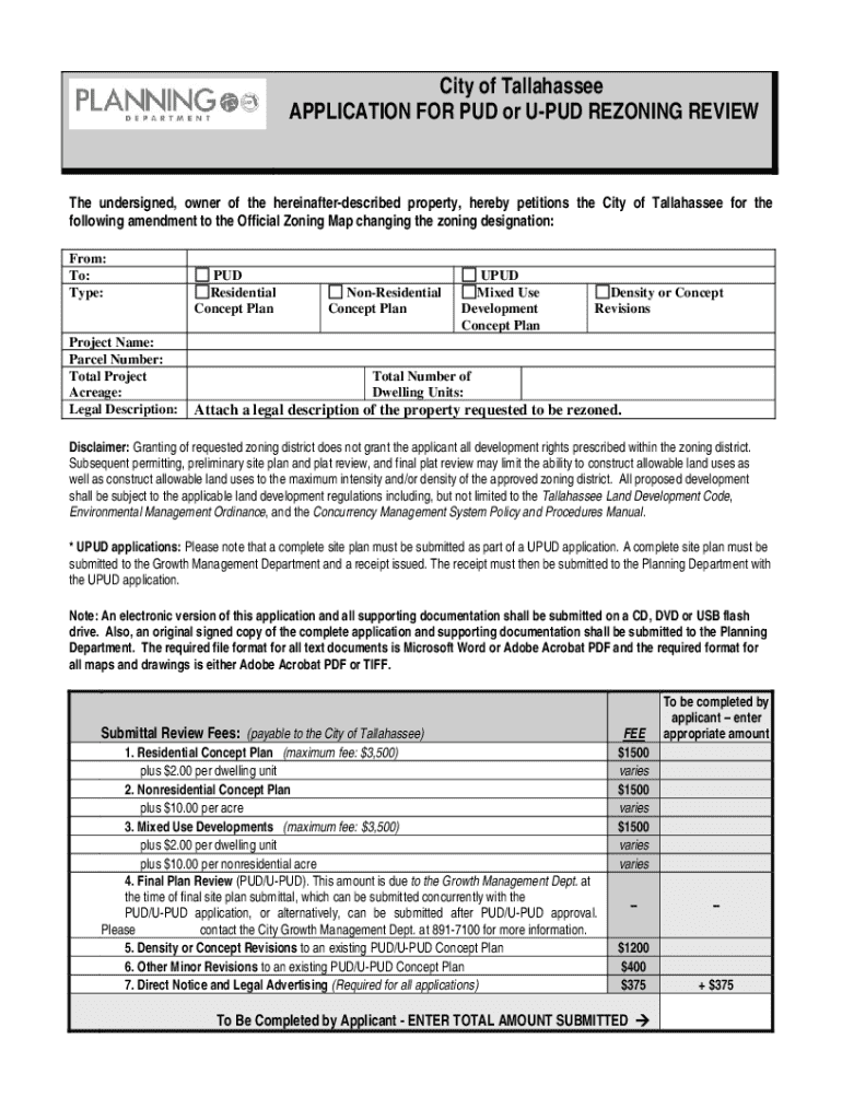 Fillable Online Pud or U-pud Rezoning Application Fax Email Print ...