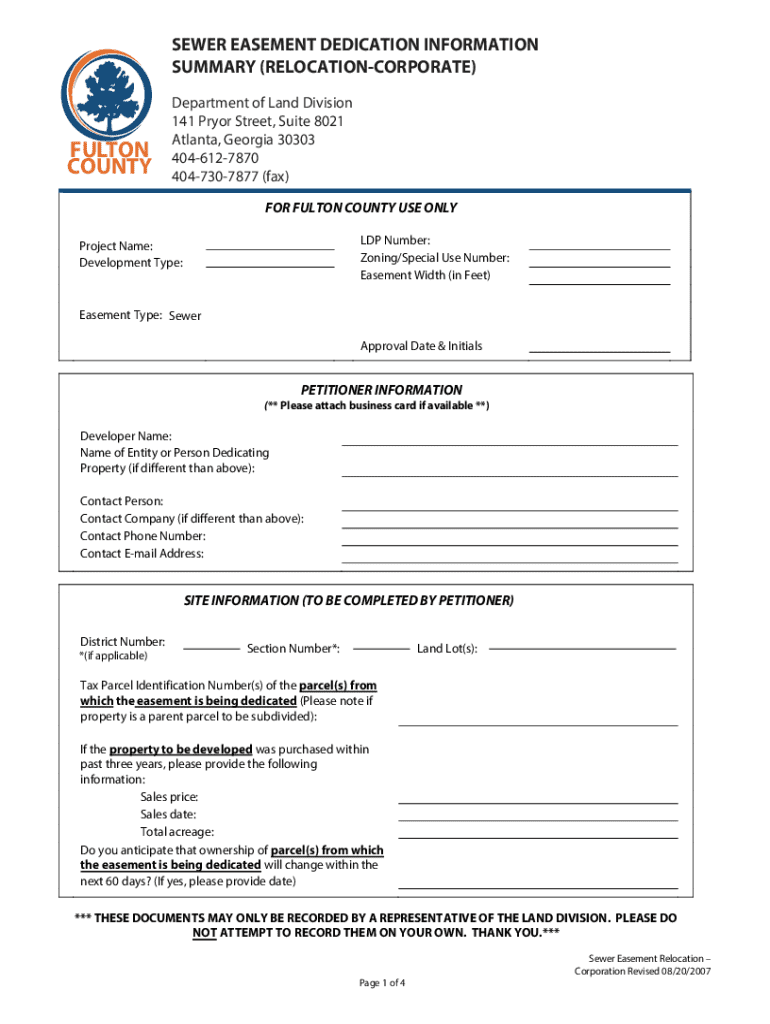 Fillable Online Process-for-Sewer-or-Water-Easement-Dedications- ... Fax Email Print - pdfFiller