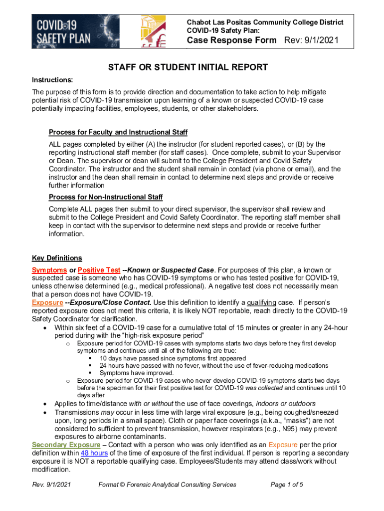 Fillable Online Covid-19 Safety Plan: Case Response Form Fax Email ...
