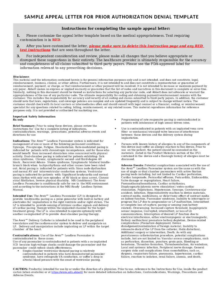 Free Sample Appeal Letter Template for Claim Denial Doc Template ...