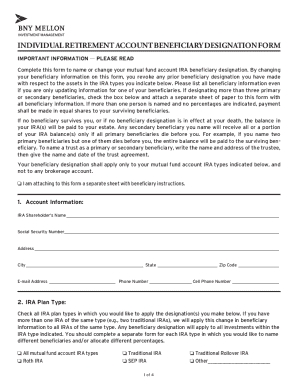 Fillable Online Individual Retirement Account Beneficiary Designation ...