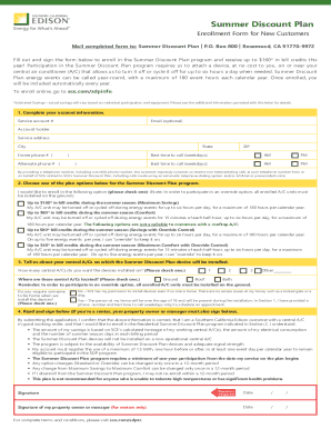 Fillable Online Enrollment for Summer Discount Plan Fax Email Print ...