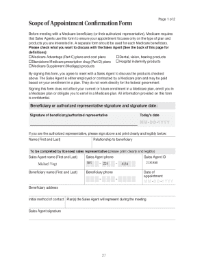 Fillable Online Scope of Appointment Confirmation for Medicare Fax ...