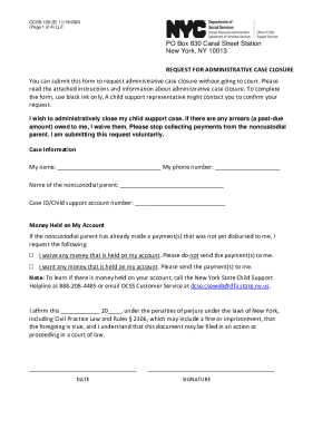 Fillable Online Request for Administrative Case Closure Fax Email Print ...