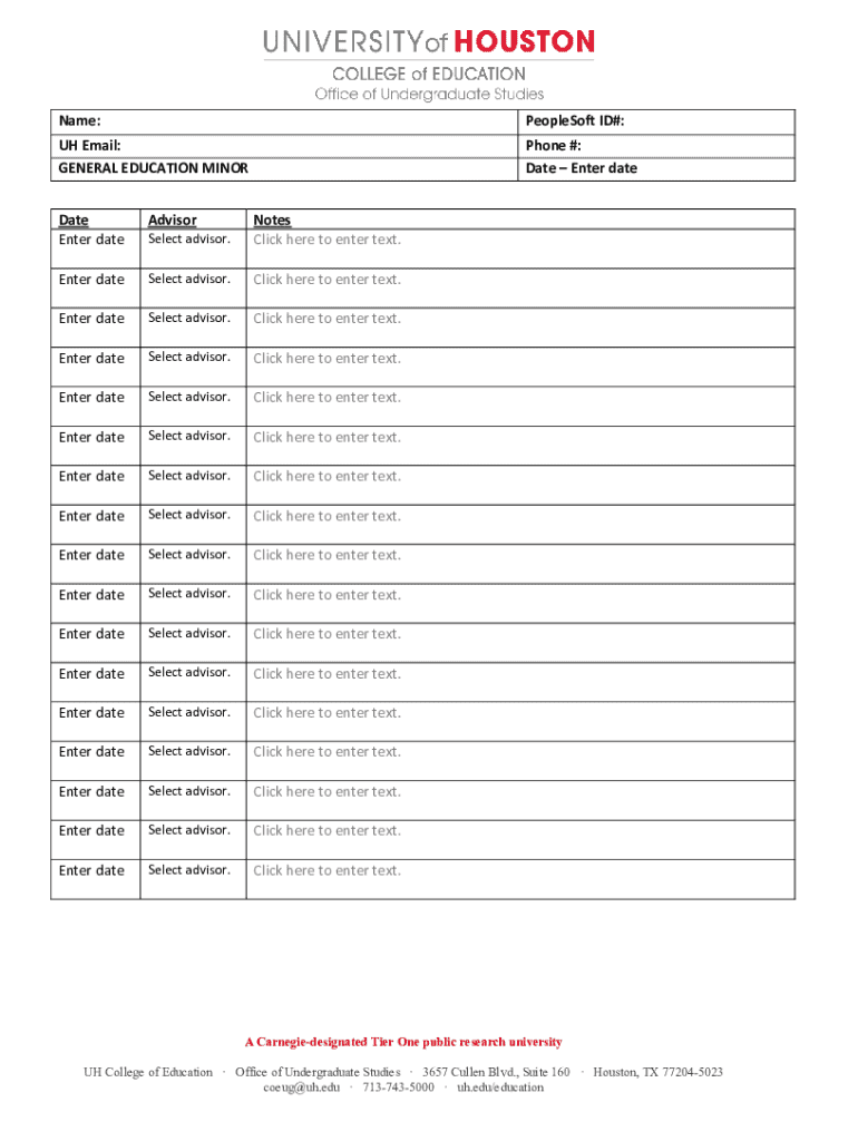 Fillable Online General Education Minor Requirements Fax Email Print - pdfFiller