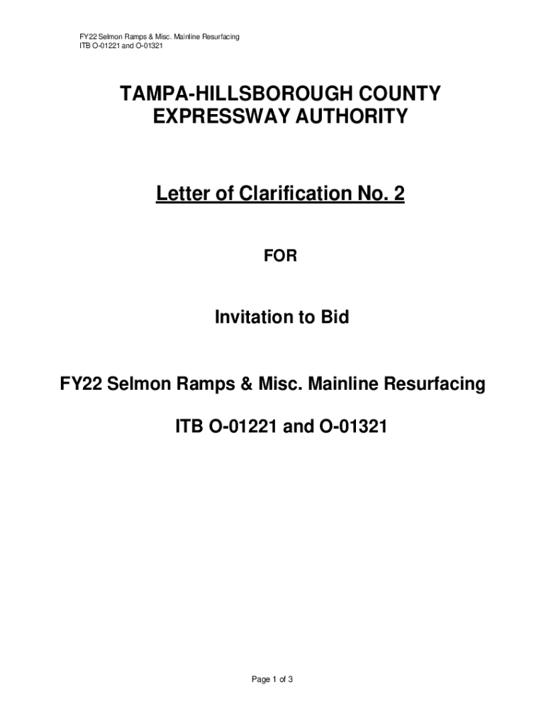 Fillable Online Letter of Clarification No. 2 for Invitation to Bid Fax ...