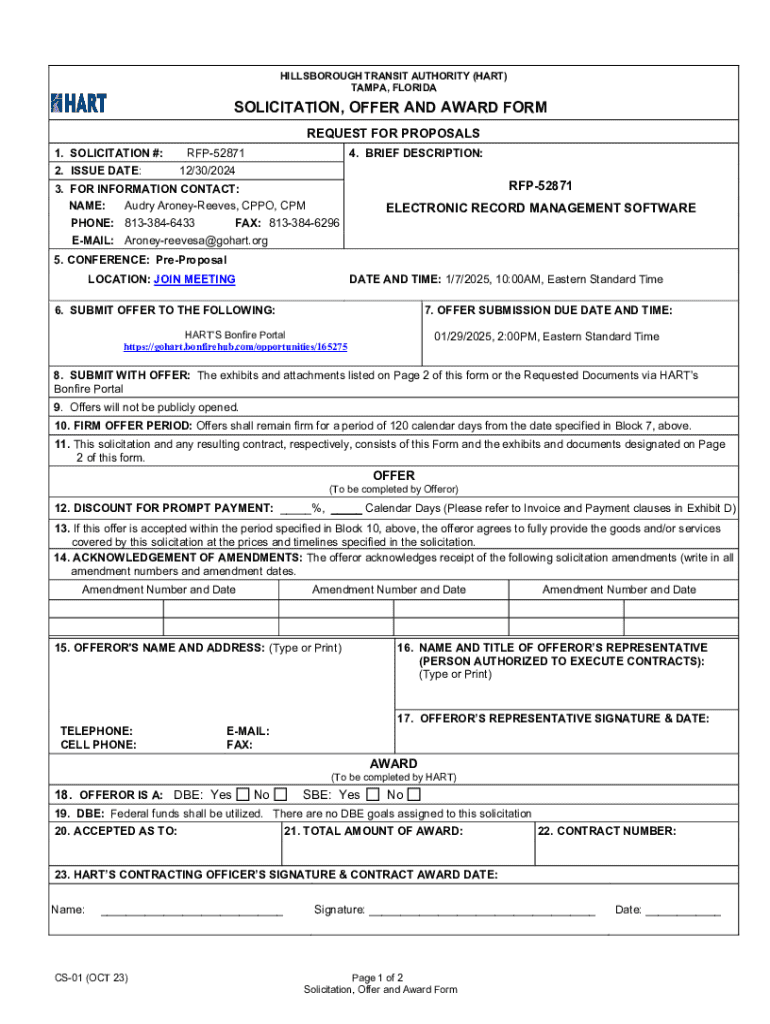 Fillable Online Hillsborough Transit Authority (hart) Request for Proposals Fax Email Print ...