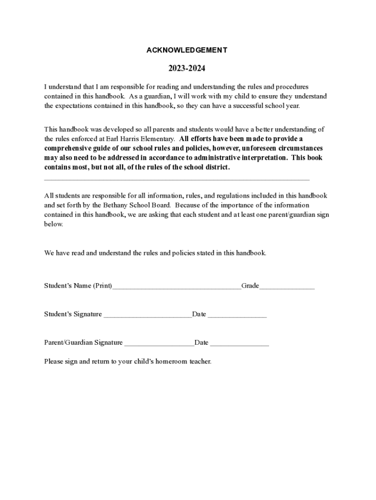 Fillable Online Acknowledgement of Rules and Procedures Fax Email Print ...