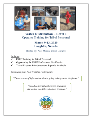 Fillable Online Water Distribution – Level 1 Operator Training for ...
