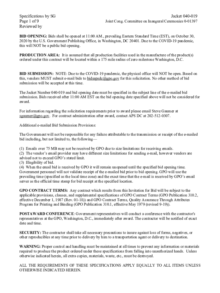 Fillable Online Joint Congressional Committee on Inaugural Ceremonies ...