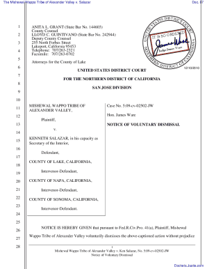 Fillable Online Mishewal Wappo Tribe of Alexander Valley V. Ken Salazar ...