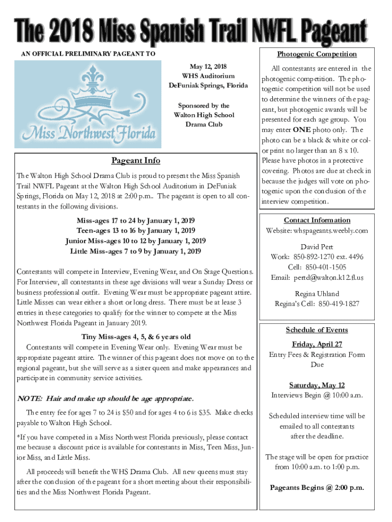 Fillable Online Miss Spanish Trail Nwfl Pageant Fax Email Print - pdfFiller