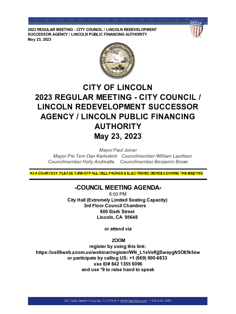 Fillable Online SUCCESSOR AGENCY / LINCOLN PUBLIC FINANCING AUTHORITY ...