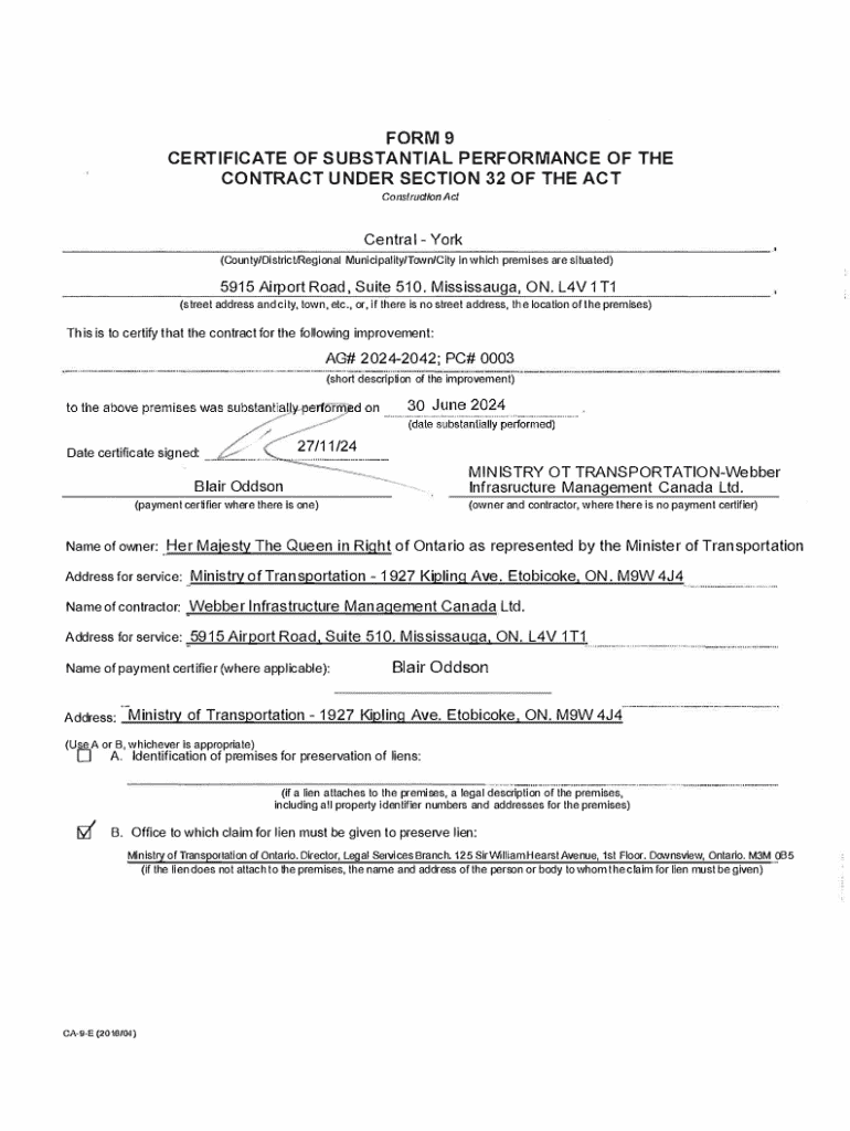 Fillable Online FORMS CERTIFICATE OF SUBSTANTIAL ... Fax Email Print ...