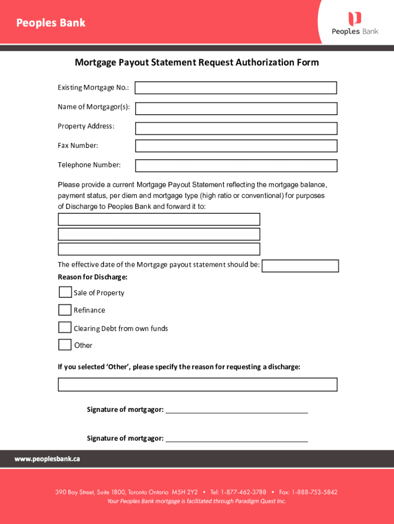 Fillable Online Mortgage Payout Statement Request Authorization Fax Email Print - pdfFiller