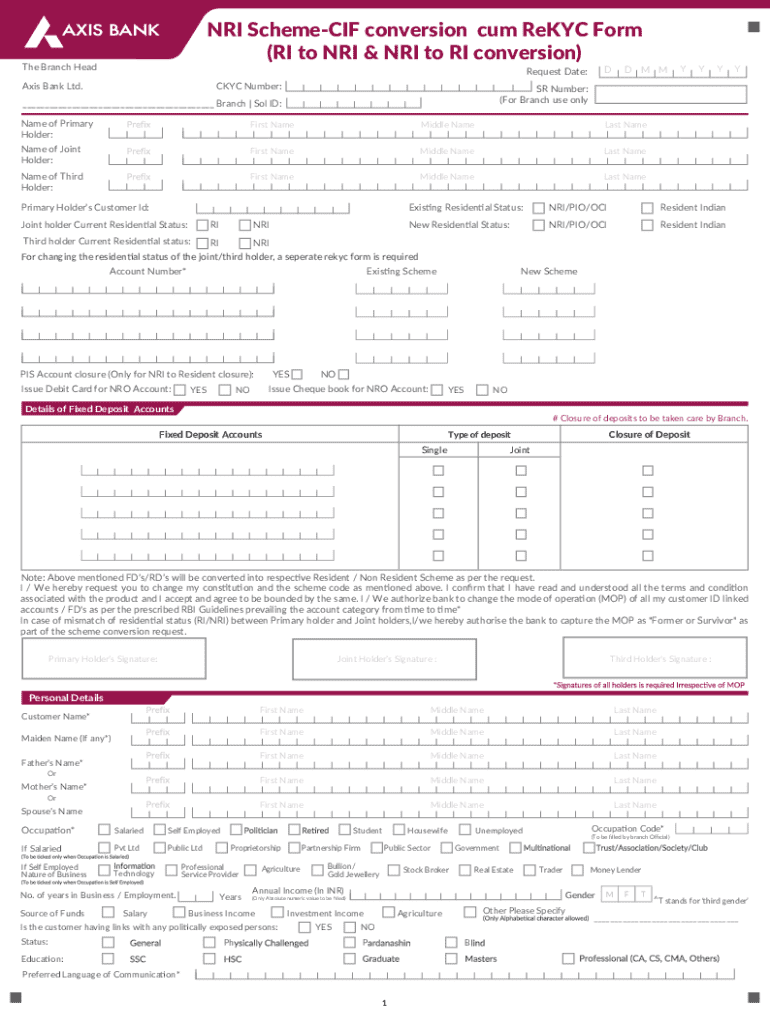 Nri Scheme Cif Conversion Form - Fill Online, Printable, Fillable, Blank | pdfFiller