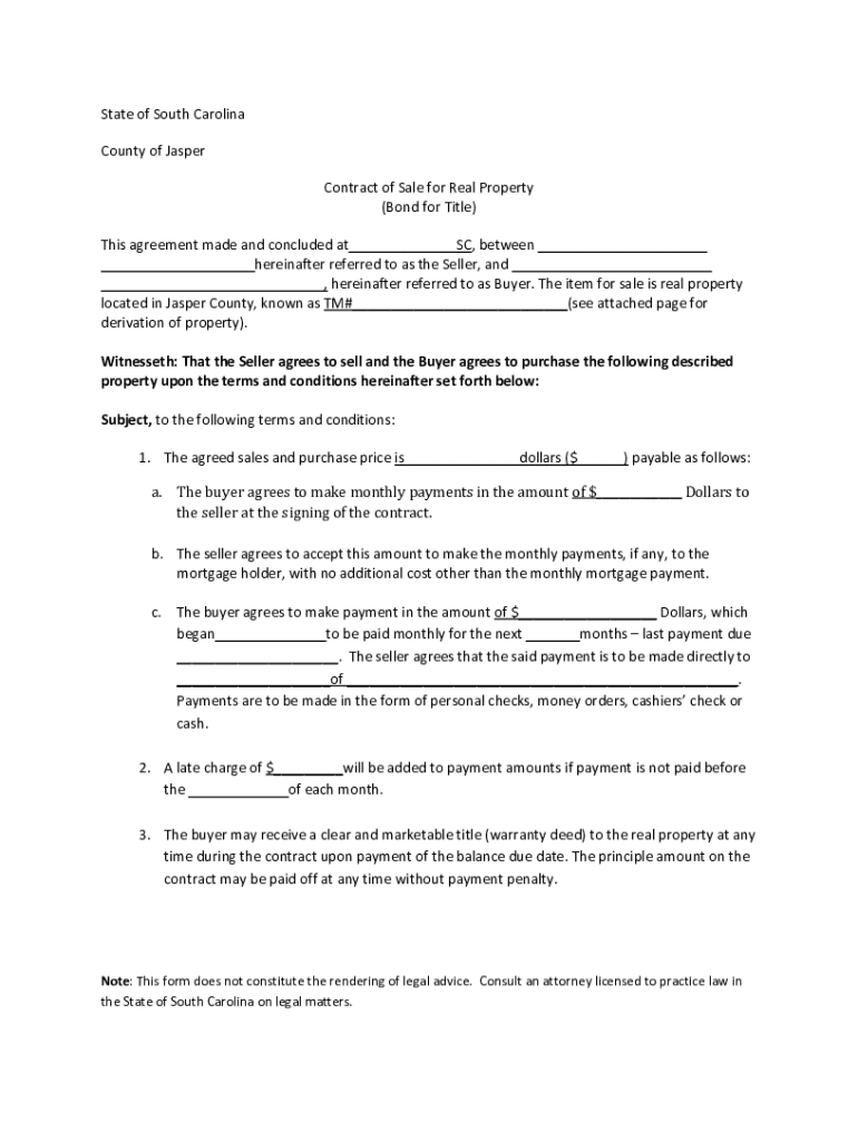 Fillable Online Contract of Sale for Real Property Fax Email Print - pdfFiller