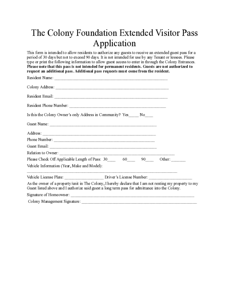 Fillable Online Extended Visitor Pass Application 8.16 Fax Email Print ...