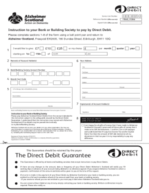 Fillable Online Direct Debit Instruction Form for Alzheimer Scotland ...