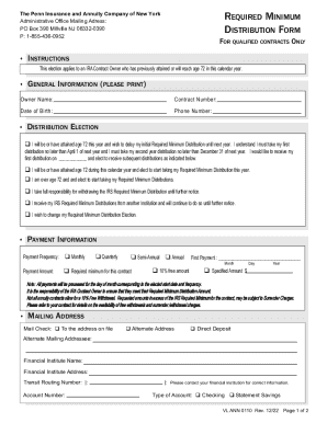 Fillable Online Required Minimum Distribution Form for Qualified ...