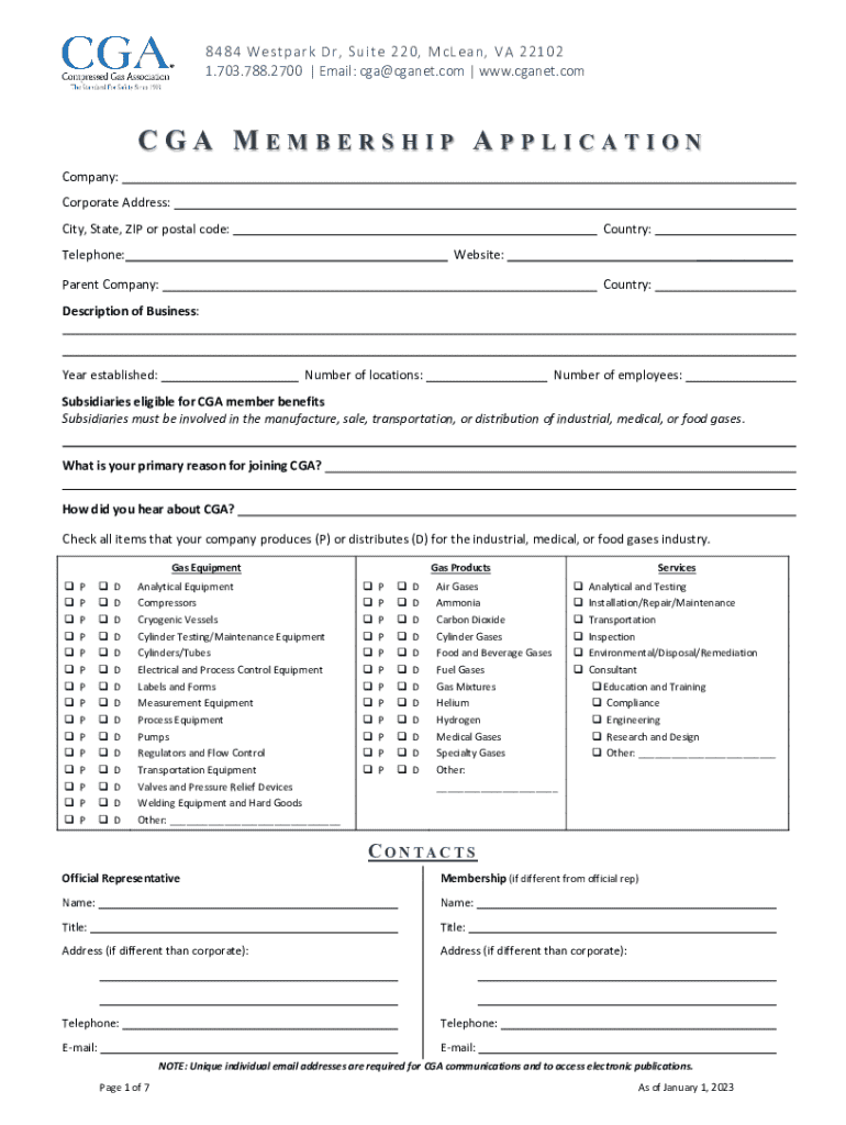 Fillable Online Cga Membership Application Fax Email Print - pdfFiller