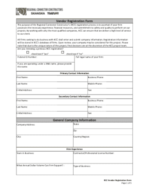 Fillable Online Rcc Vendor Registration Form Fax Email Print - pdfFiller