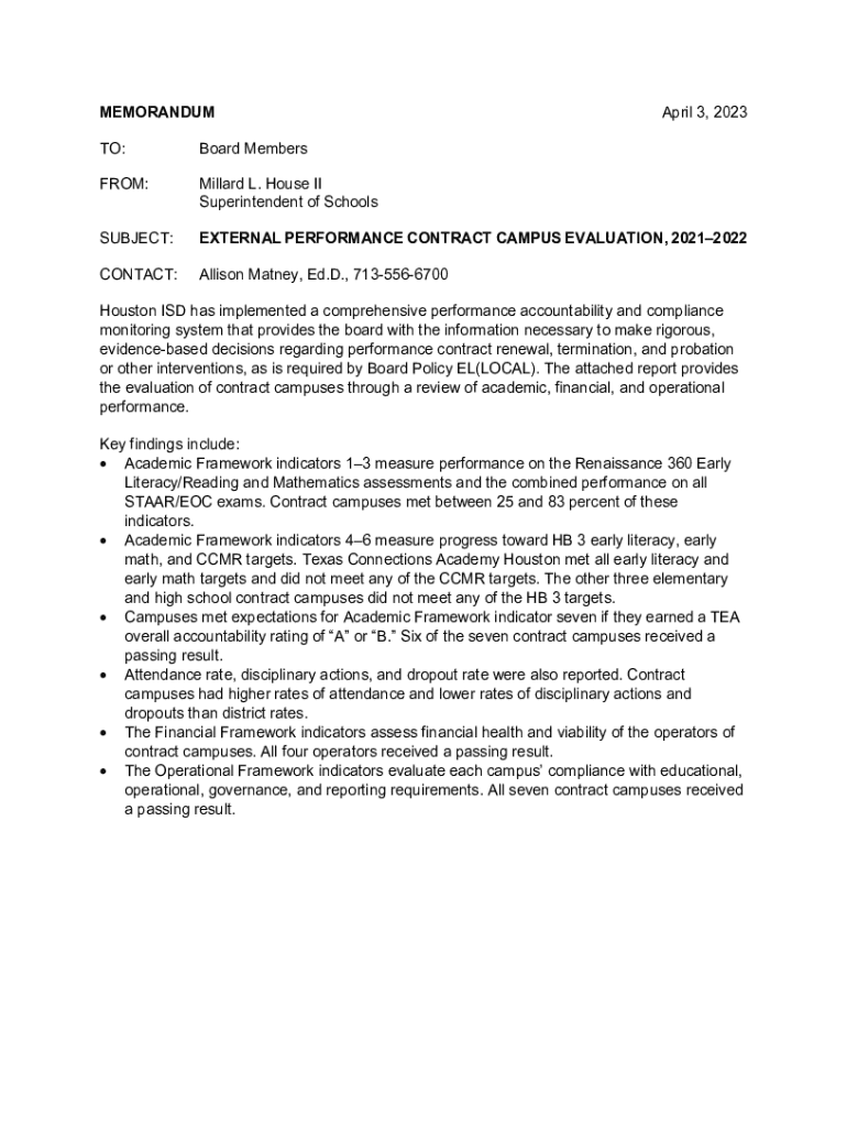 Fillable Online External Performance Contract Campus Evaluation Report Fax Email Print - pdfFiller