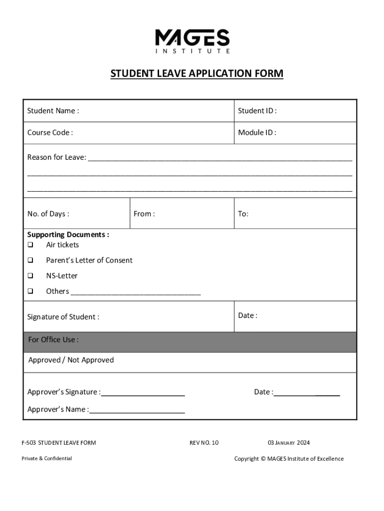 Fillable Online Student Leave Application Fax Email Print - pdfFiller