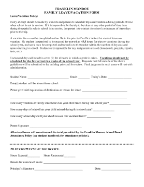 Fillable Online Family Leave/vacation Request Form Fax Email Print - pdfFiller