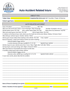 Fillable Online Patient Intake Form for Auto Related Accidents Fax ...