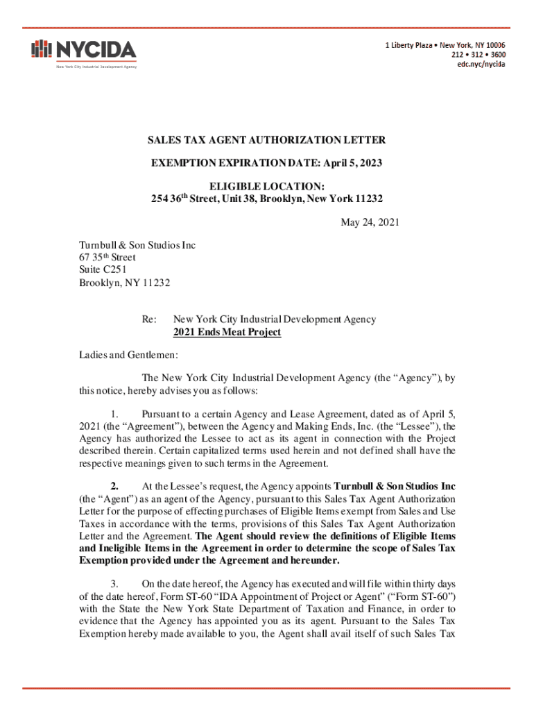 Fillable Online Sales Tax Agent Authorization Letter Fax Email Print ...