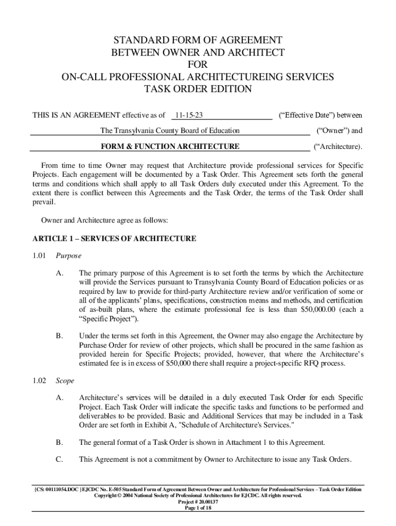 Fillable Online on-call Professional Architecture Services Agreement Fax Email Print - pdfFiller